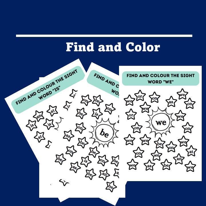 Printable Sight Words Activity (find and Color) Worksheets for Kids ...