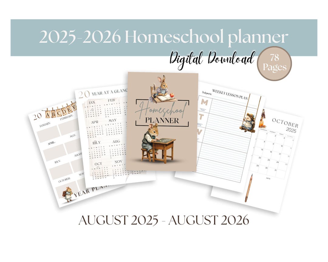 2025-2026 Homeschool Planner: 78-page Printable Organizer (PDF Download ...