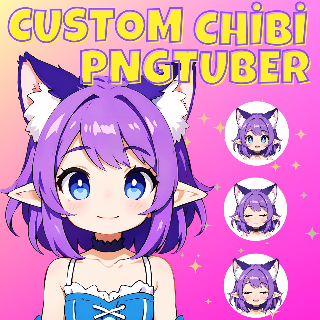 Custom Chibi Pngtuber Avatar: Streaming Vtuber Design (digital Files ...