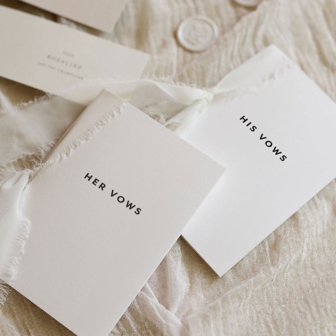 Set of 2 Wedding Vow Cards With Satin or Hand Torn Ribbon - Etsy Australia