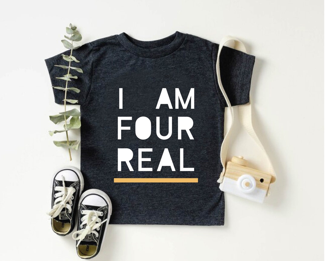 I Am Four Real Shirt, 4th Birthday Shirt, Fourth Birthday Shirt, I'm 4 ...
