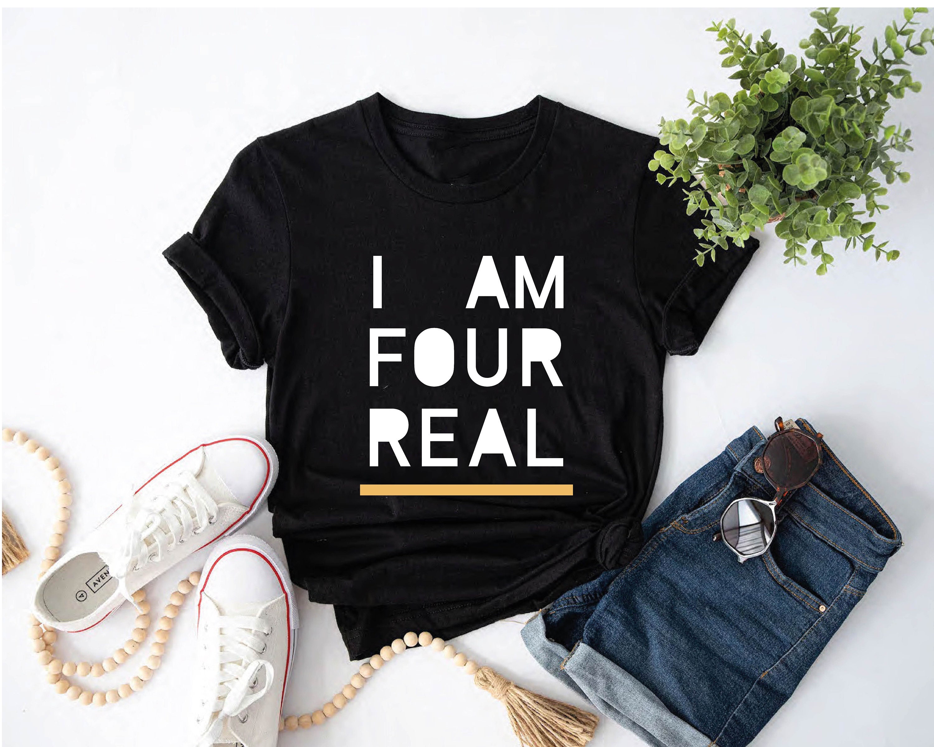 I Am Four Real Shirt, 4th Birthday Shirt, Fourth Birthday Shirt, I'm 4 ...