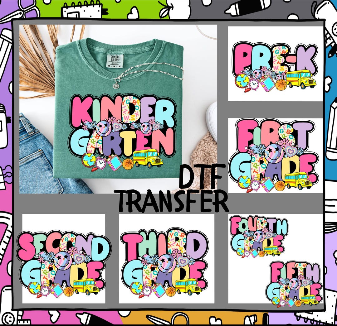 Custom Floral Smile Kindergarten/pre-k/1st Grade DTF Transfer,back to ...