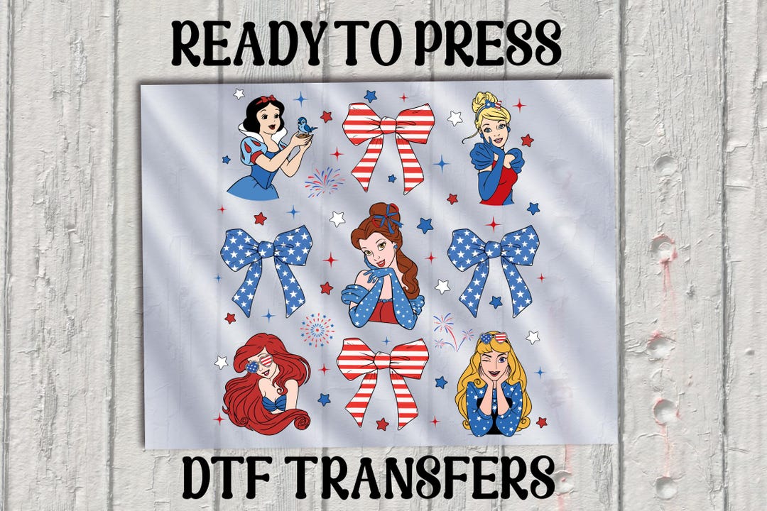 Disney Princess Coquette 4th of July Dtf Transfer, Princess 4th of July ...