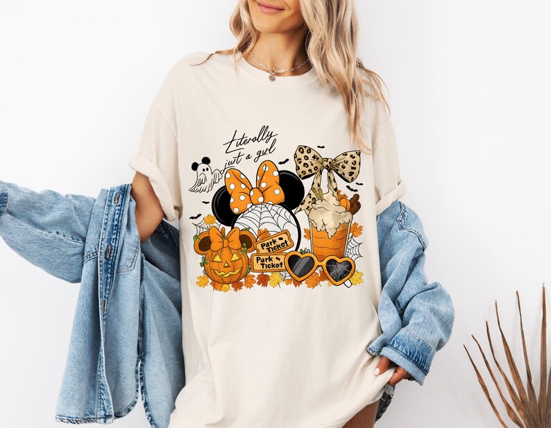 Disney Literally Just A Girl Halloween DTF, Minnie Bow Coffee Ready to ...