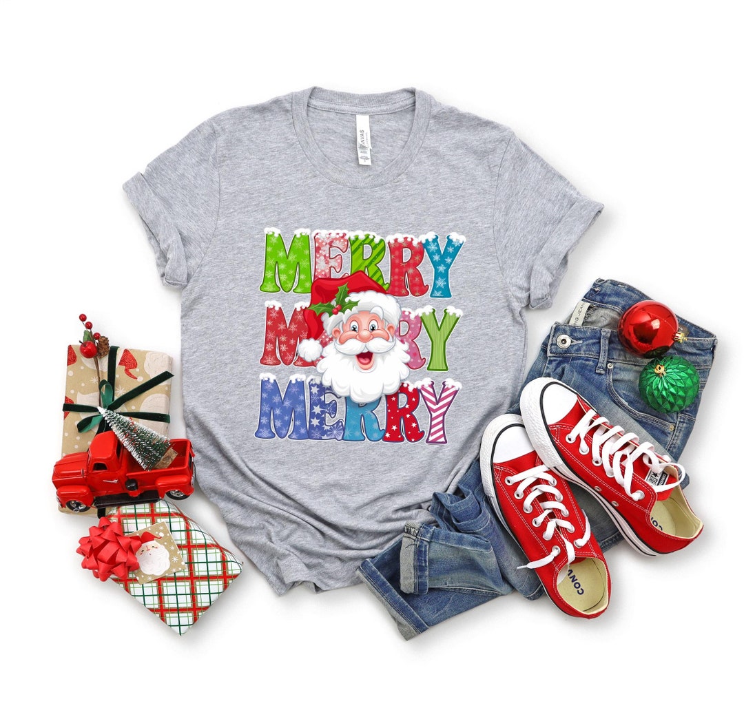 Merry Santa Christmas Shirt, Christmas Santa Sweatshirt, Retro Santa ...