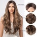 HAIRCUBE Brown Wavy Long Synthetic Lace Front Wigs for Women Curly Wig ...