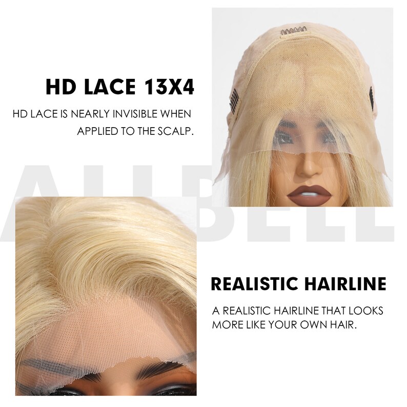 HAIRCUBE 613 Blonde Human Hair Lace Front Wigs for Women Natural Bob ...