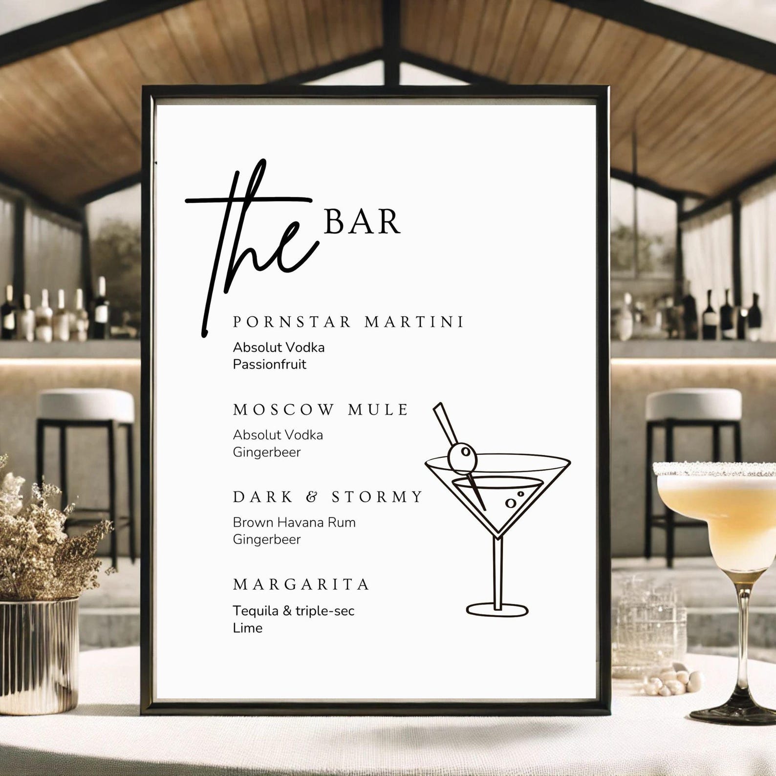 Wedding Bar Menu Template, Instant Download, Customizable Cocktail Menu ...