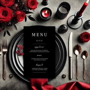 Black Edgy Gothic Wedding Menu Template, Menu 8.5x14, Customisable Menu ...
