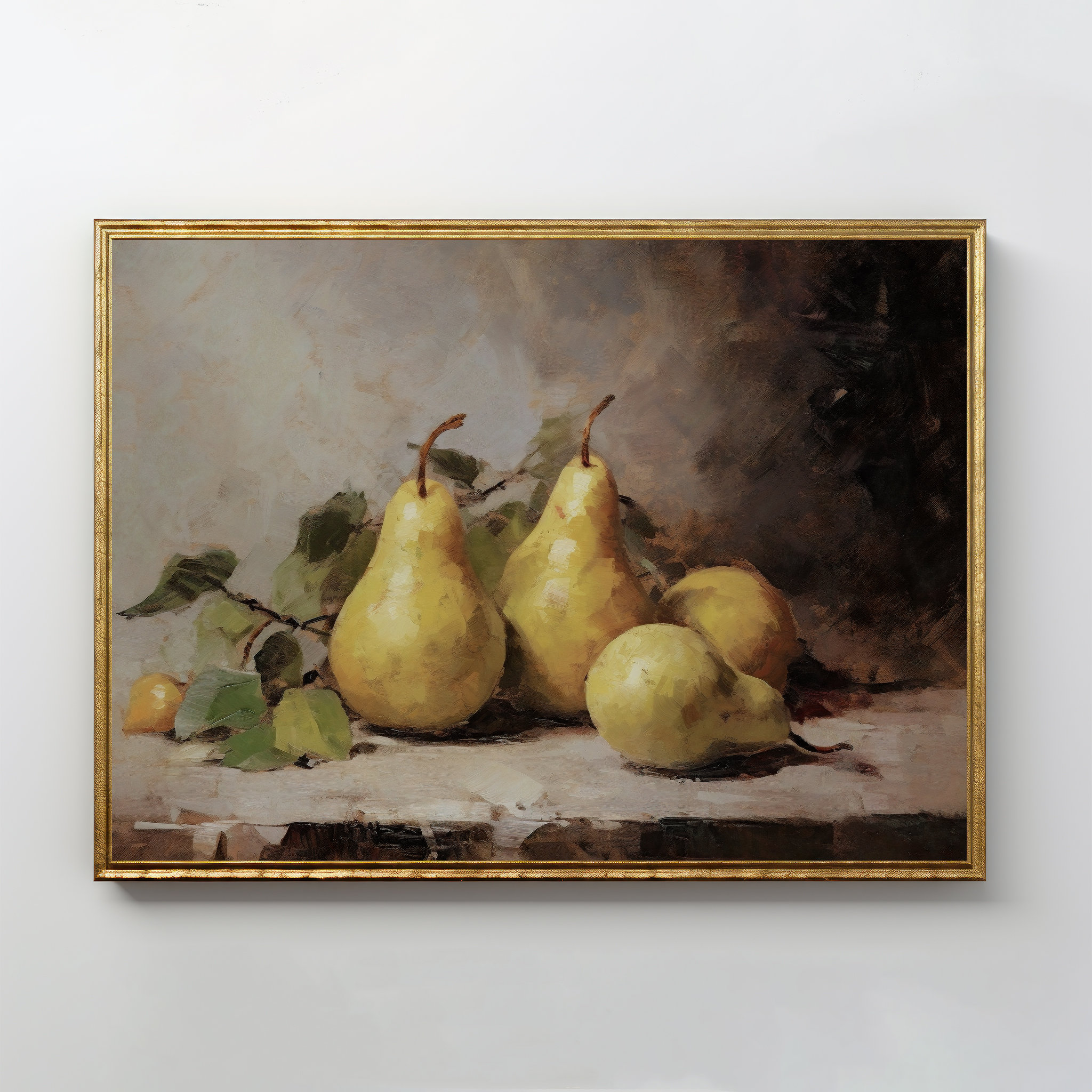 Still Life Pears | Kitchen Decor | Moody Fruit Wall Decor | Vintage Oil ...