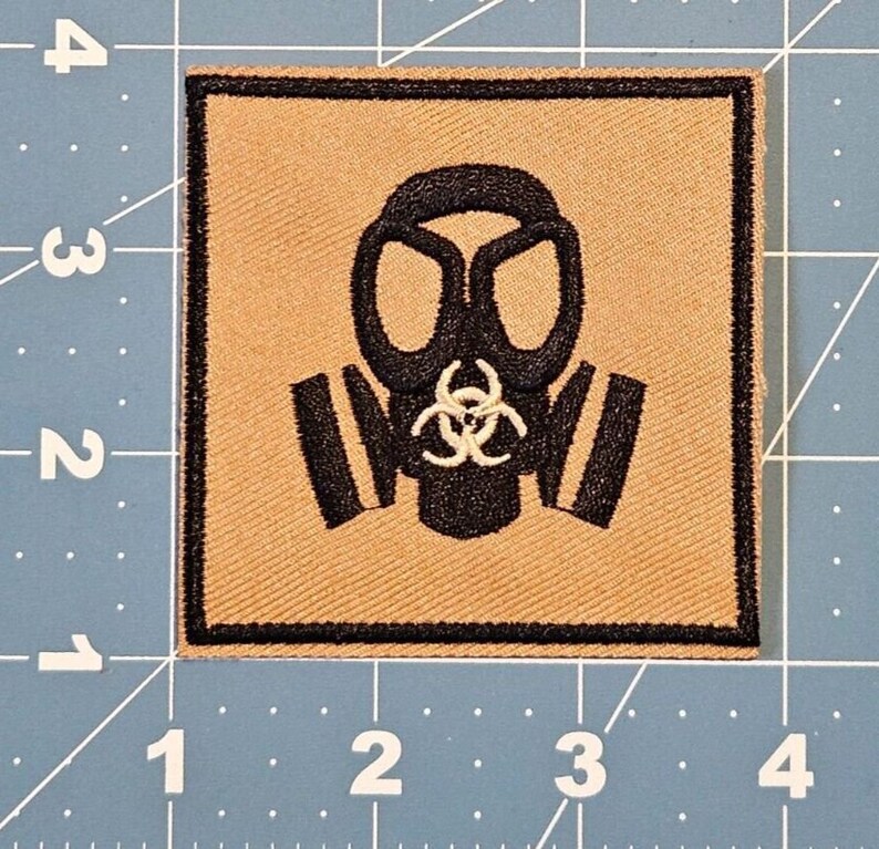 Biohazard Warning Sign Gas Mask Safety Symbol Embroidered Iron on Patch ...