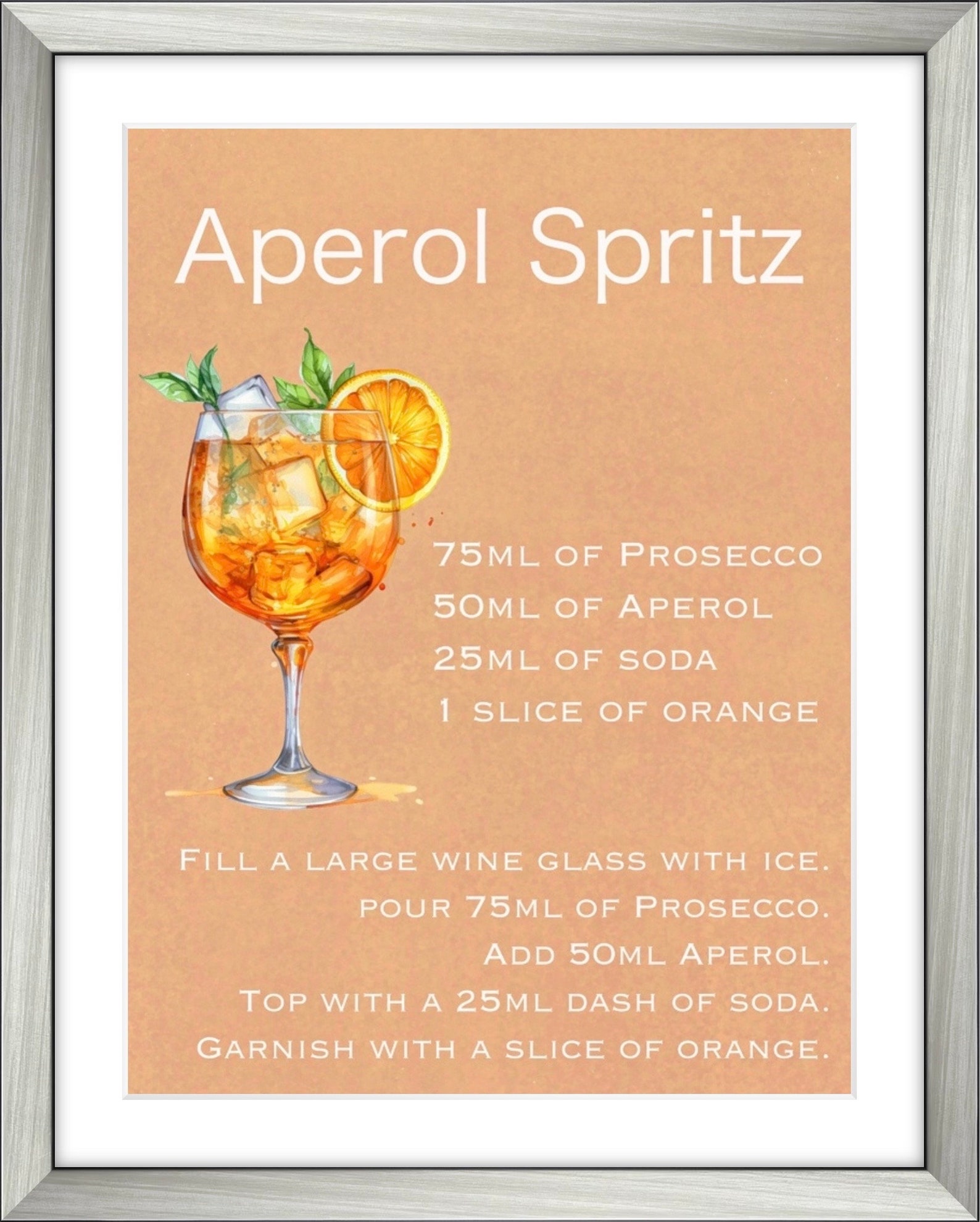 Aperol Spritz Minimalistic Digital Print Poster, High Quality for Bar ...