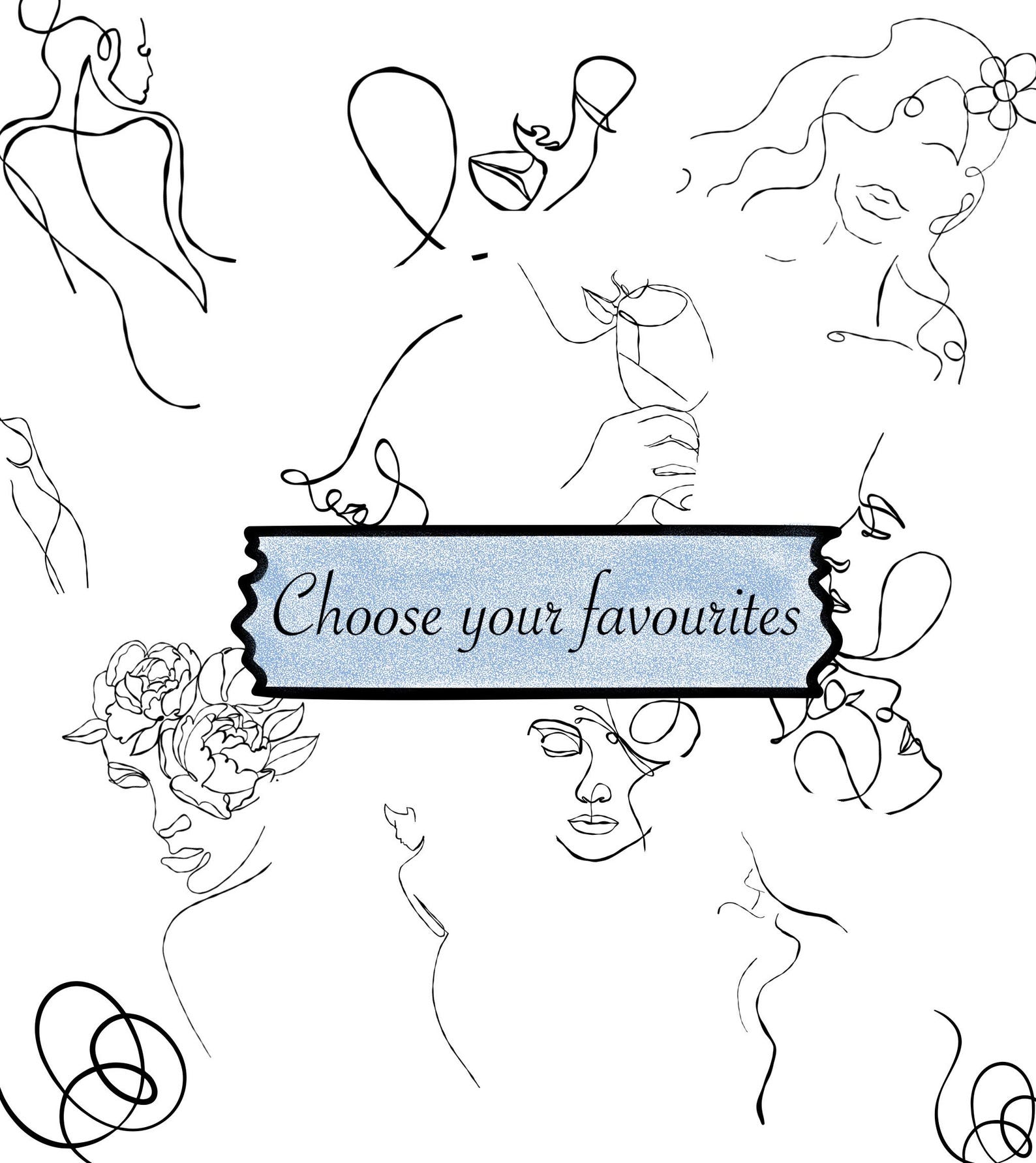 One Line Art Woman in Profile, Leaf Spine, Flower Body, Aesthetic Wall ...