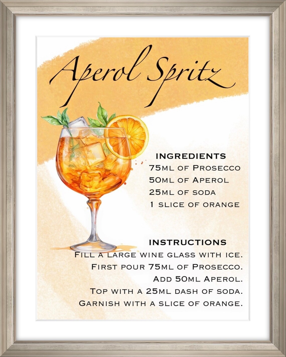 Aperol Spritz Digital Print Poster, High Quality for Bar Decoration and ...