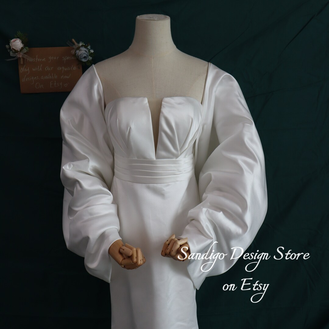 Detachable Satin Sleeves Shawl Wraps,wedding Shawl,arms Cover Up,big ...