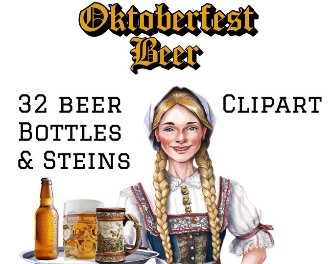Beer Stein Clipart Alphabet Letters PNG Files for Oktoberfest Digital ...