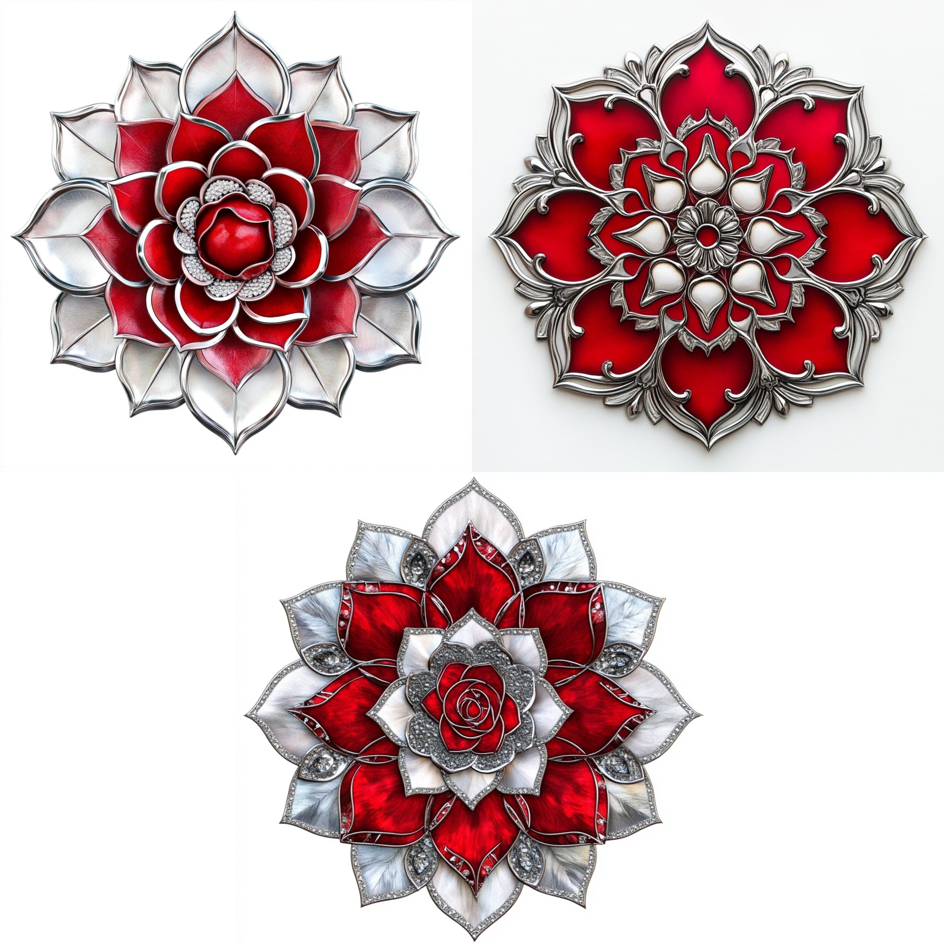 Red and Silver Mandala Collection of 16 Floral Mandala PNG Clipart ...