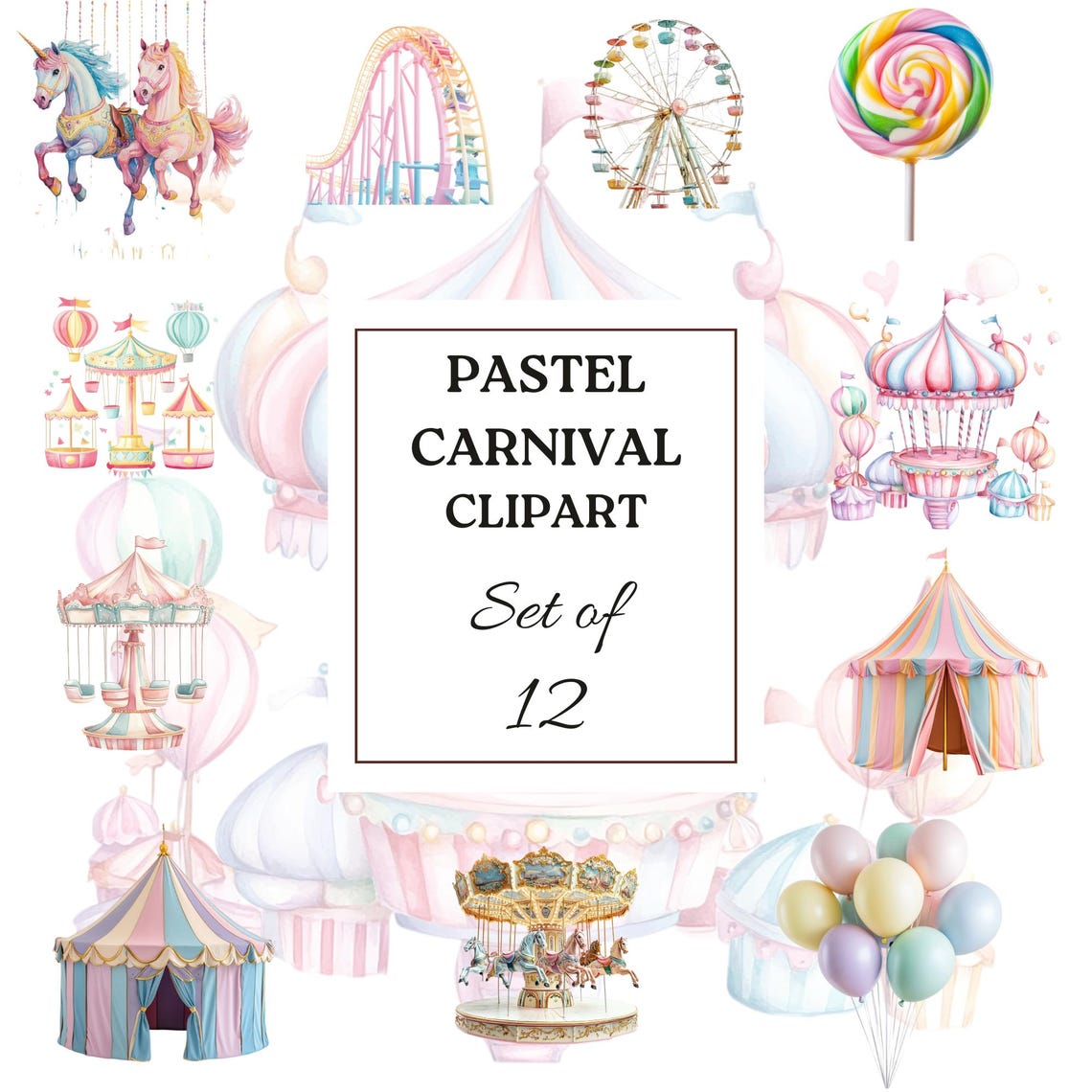 Pastel Carnival Clipart | Cotton Candy Sweets Clipart | Candyland ...