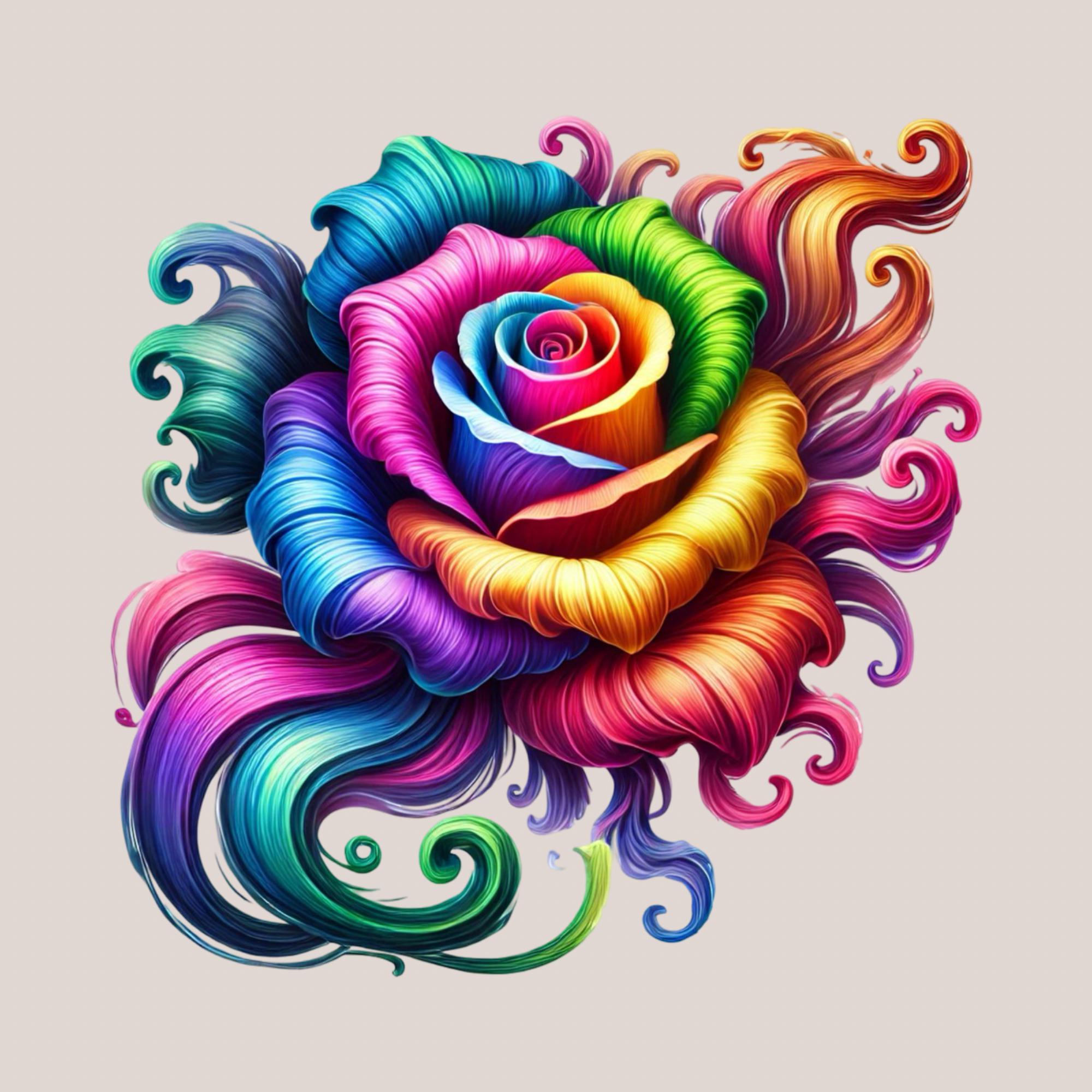 Rainbow Roses Collection of 6 Rainbow Rose PNG Clipart Set, Transparent ...