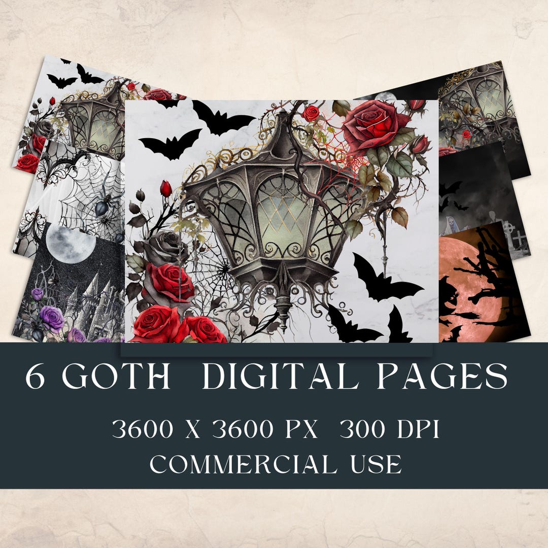 Goth Halloween Pages, Spooky Gothic Pages Instant Download Digital ...