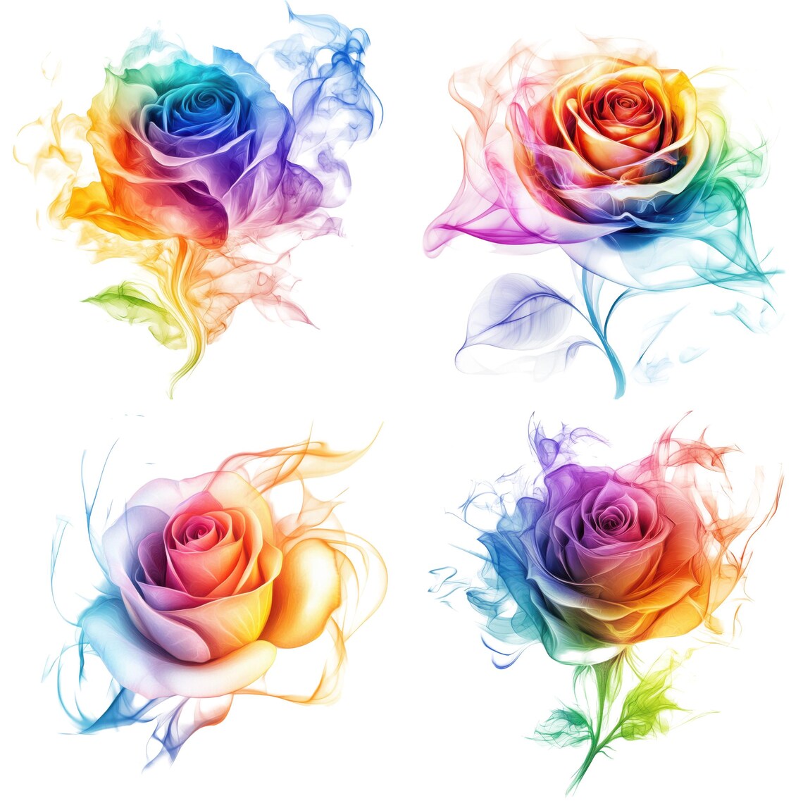 Smoke Art Roses | Abstract Art | Watercolor Smoke Roses Collection ...