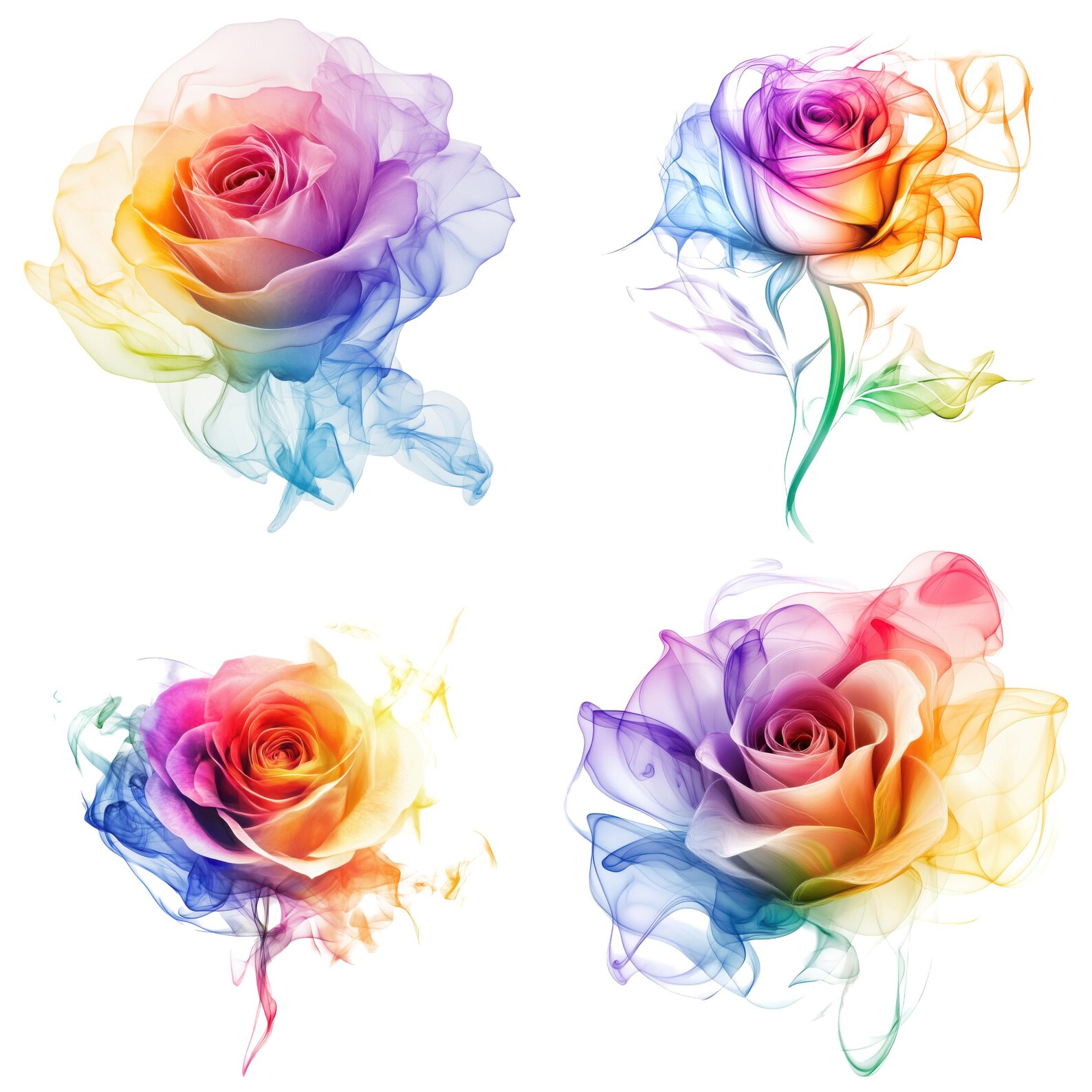 Smoke Art Roses | Abstract Art | Watercolor Smoke Roses Collection ...