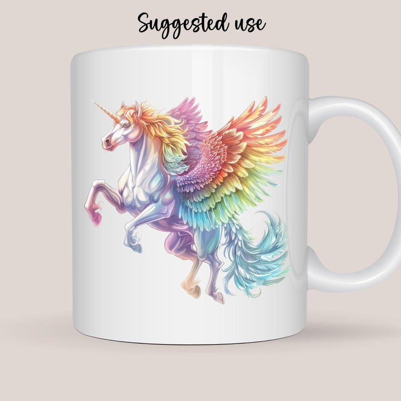 Colorful Pegasus Clipart, Transparent Decoration for Scrapbooking, Journals, Mugs, T-shirt ...