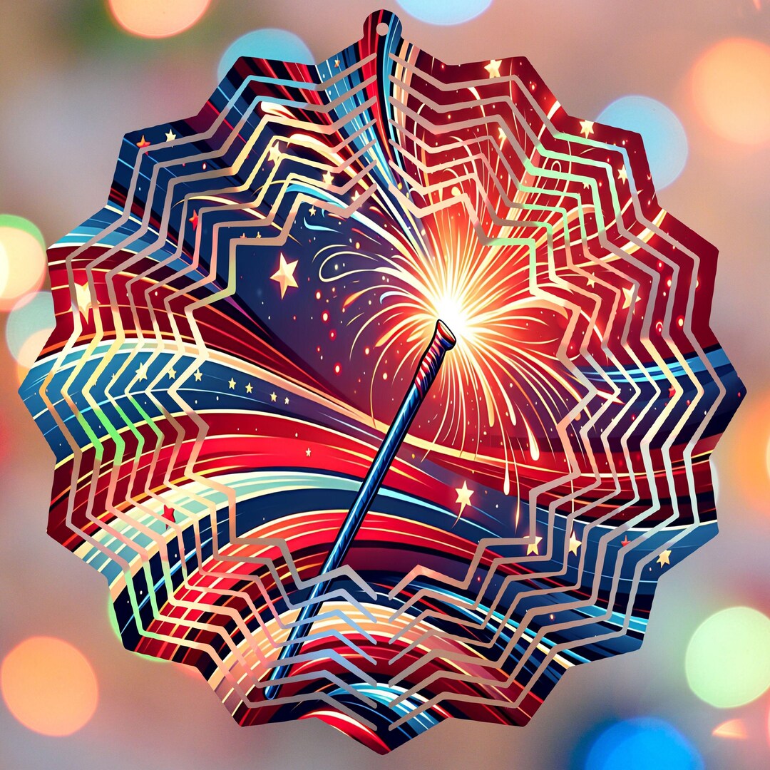 4th of July Firework Wind Spinner, Patriotic Spinner, Sublimation ...