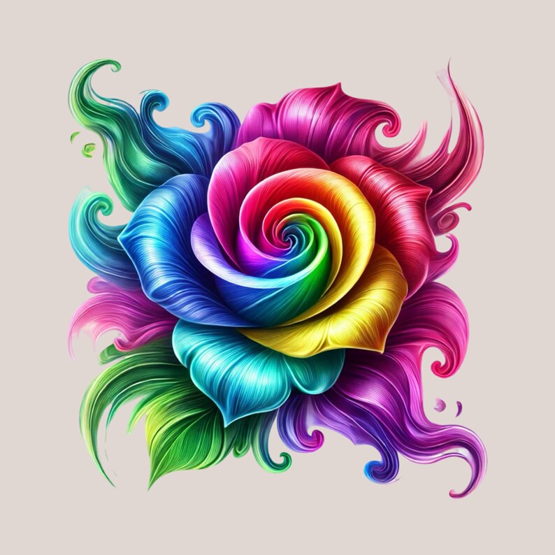 Rainbow Roses Collection of 6 Rainbow Rose PNG Clipart Set, Transparent ...