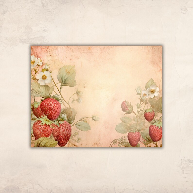 Strawberry Junk Journal Digital Paper, Floral 6 Digital Journal Pages ...