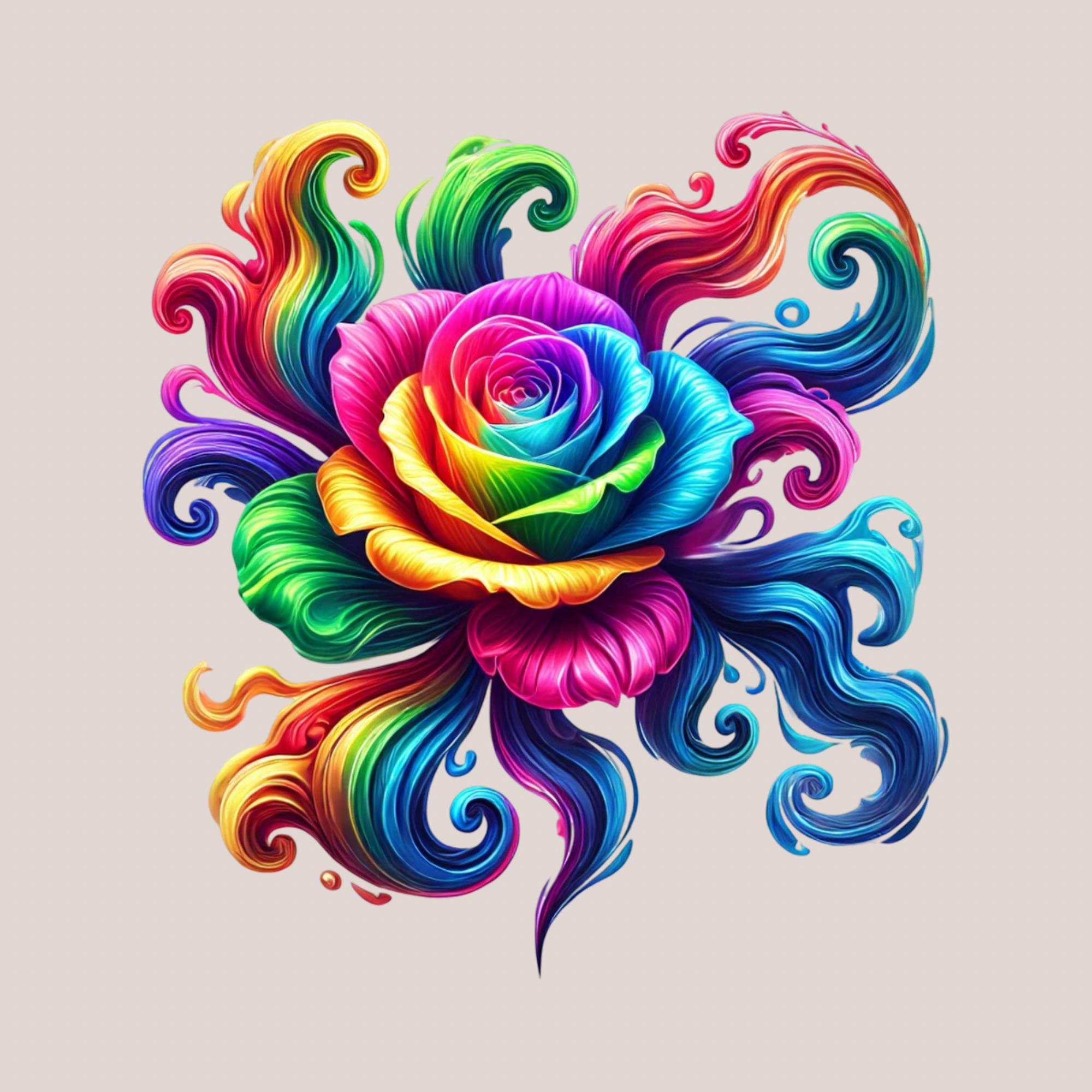 Rainbow Roses Collection of 6 Rainbow Rose PNG Clipart Set, Transparent ...