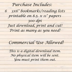 Reading List Printable Bookmarks Bundle Downloadable PNG JPG PDF ...