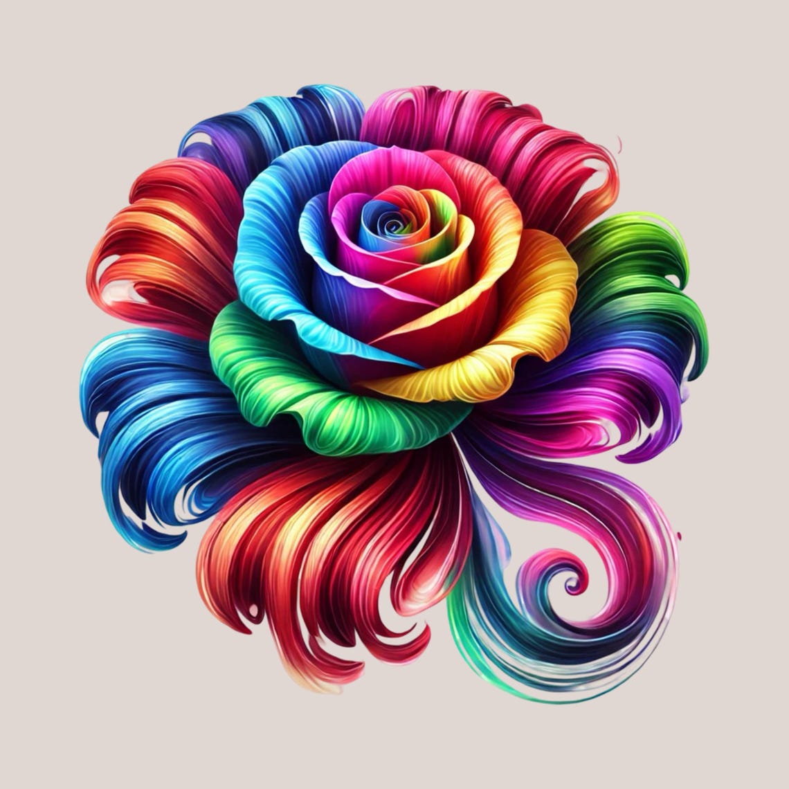 Rainbow Roses Collection of 6 Rainbow Rose PNG Clipart Set, Transparent ...