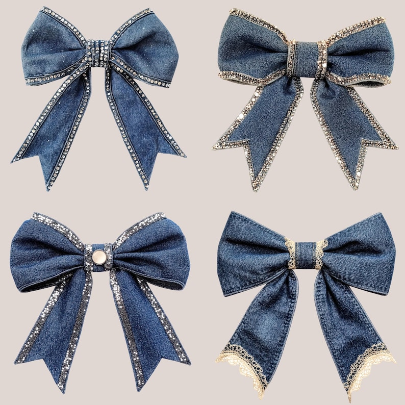 Denim Bows Blue Ribbon Bow Png Clipart Set Coquette Blue Bow Digital ...