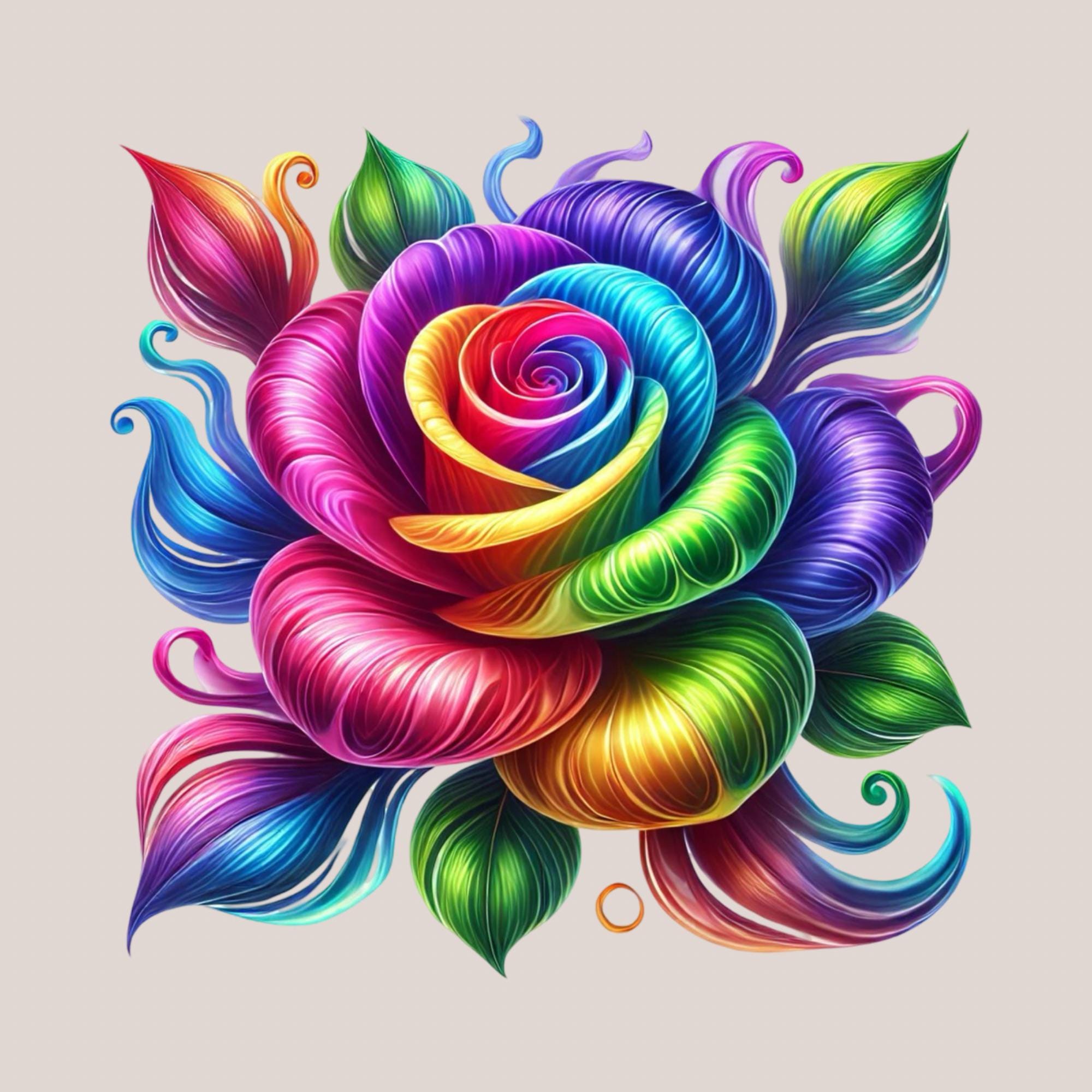 Rainbow Roses Collection of 6 Rainbow Rose PNG Clipart Set, Transparent ...