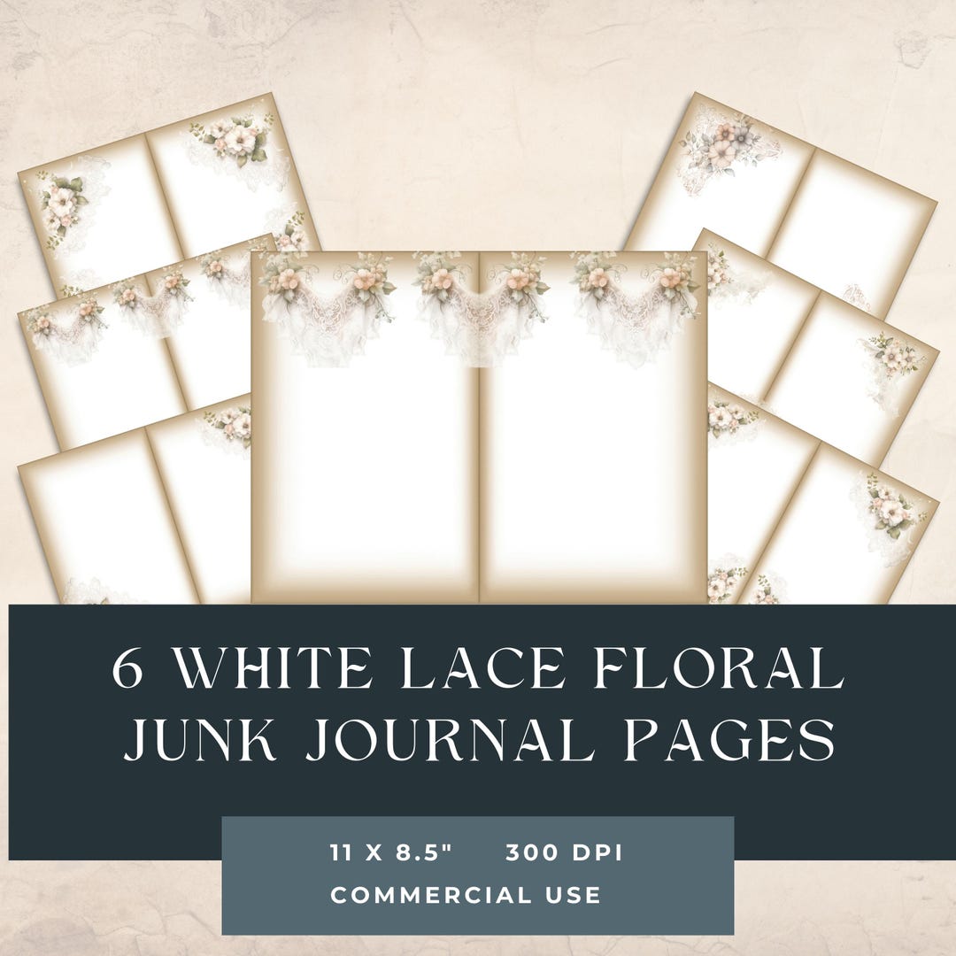 Vintage Lace Floral Junk Journal Kit | Floral and Lace Digital Journal ...