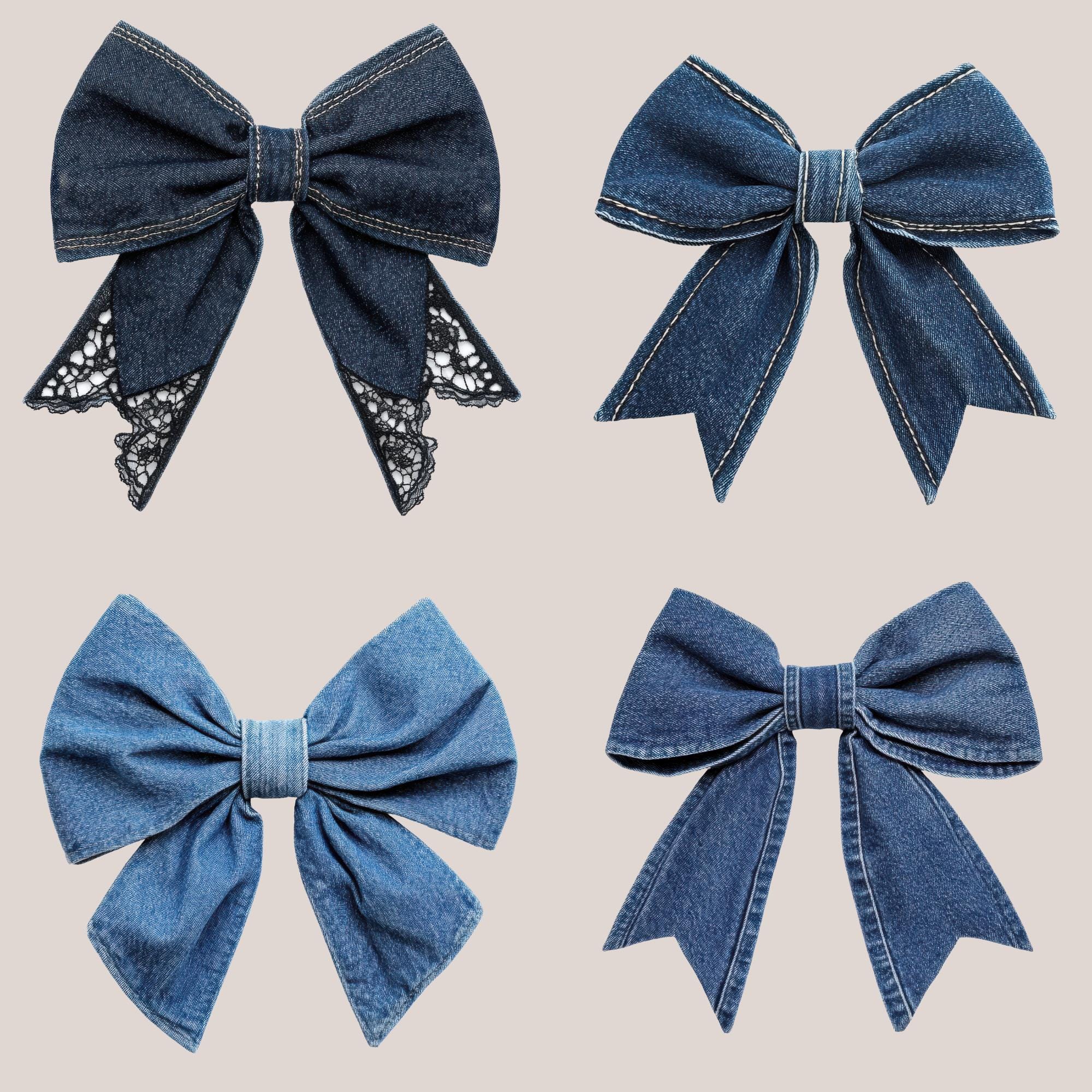 Denim Bows Blue Ribbon Bow Png Clipart Set Coquette Blue Bow Digital ...