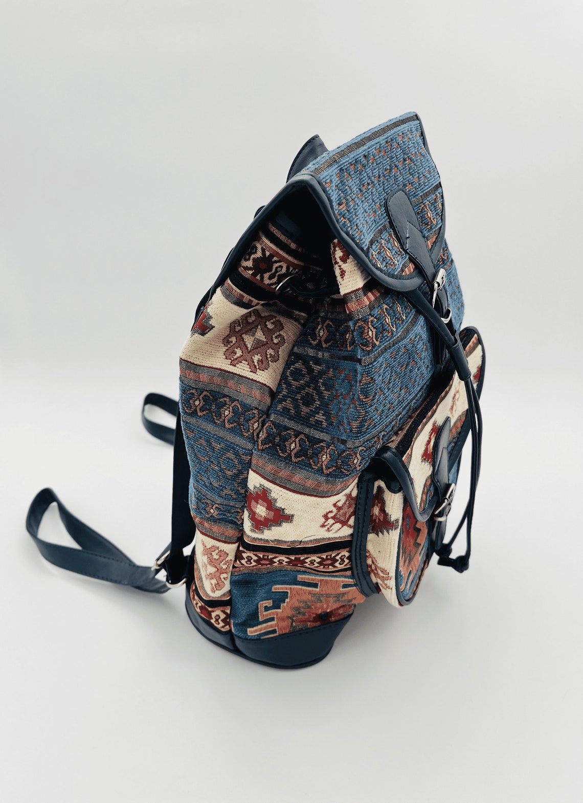 Custom Woven Tapestry Backpack for Women, Anatolian Rug Pattern ...