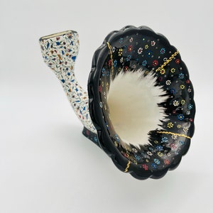 Handmade Ceramic Gramophone, Flower Patterned Gramophone, Decorative ...