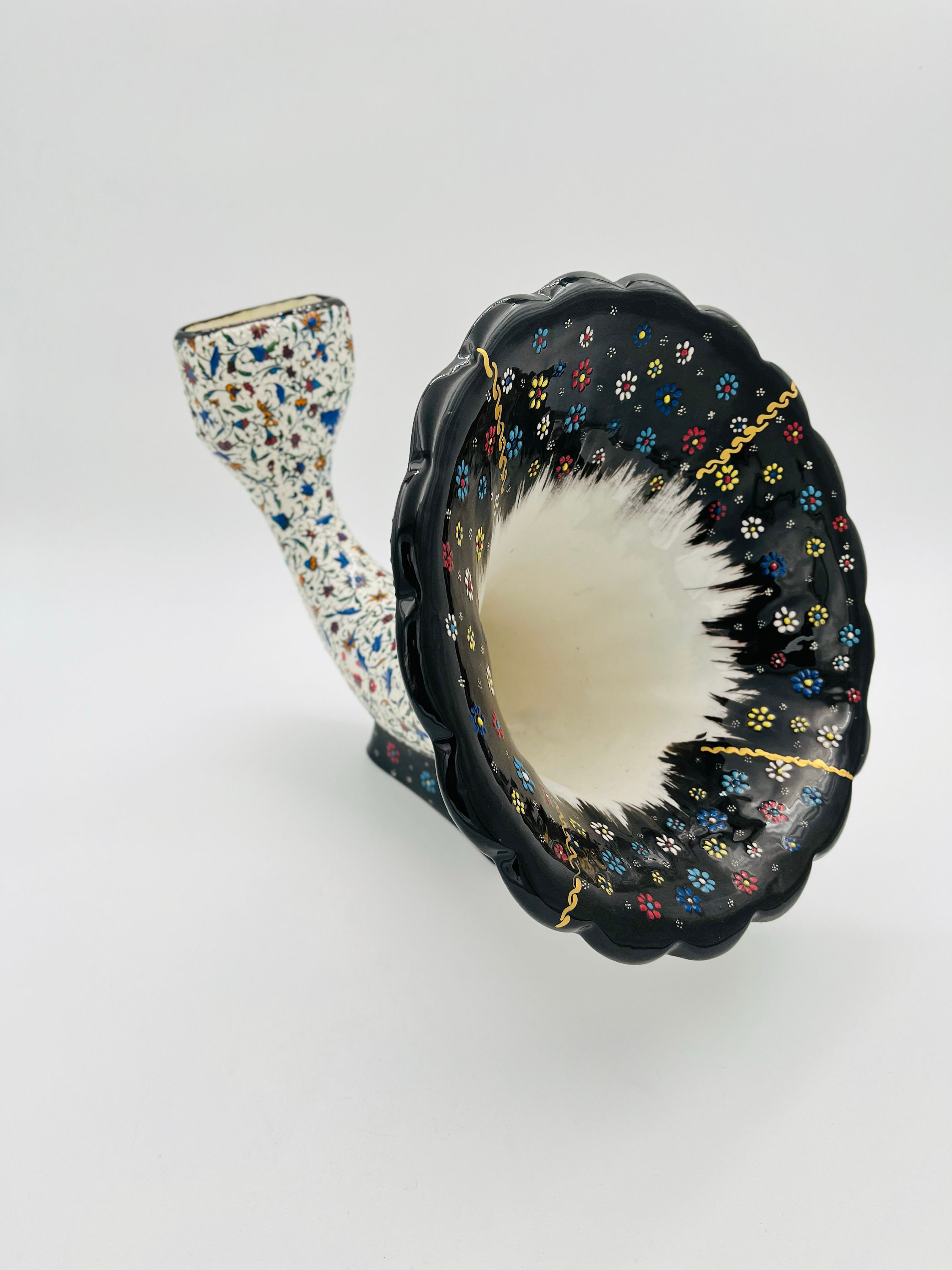 Handmade Ceramic Gramophone, Flower Patterned Gramophone, Decorative ...
