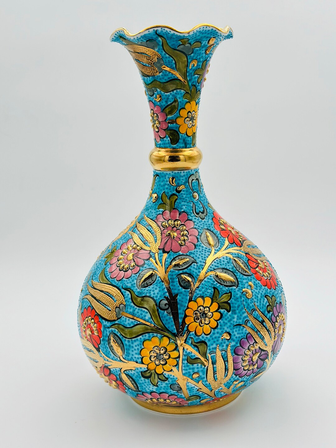 12kt Gold,handmade Turkish Ceramic Vase,large Decorative Vase,handmade ...
