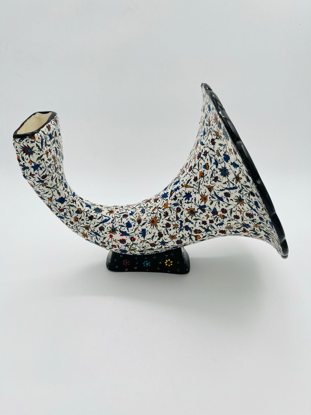 Handmade Ceramic Gramophone, Flower Patterned Gramophone, Decorative ...