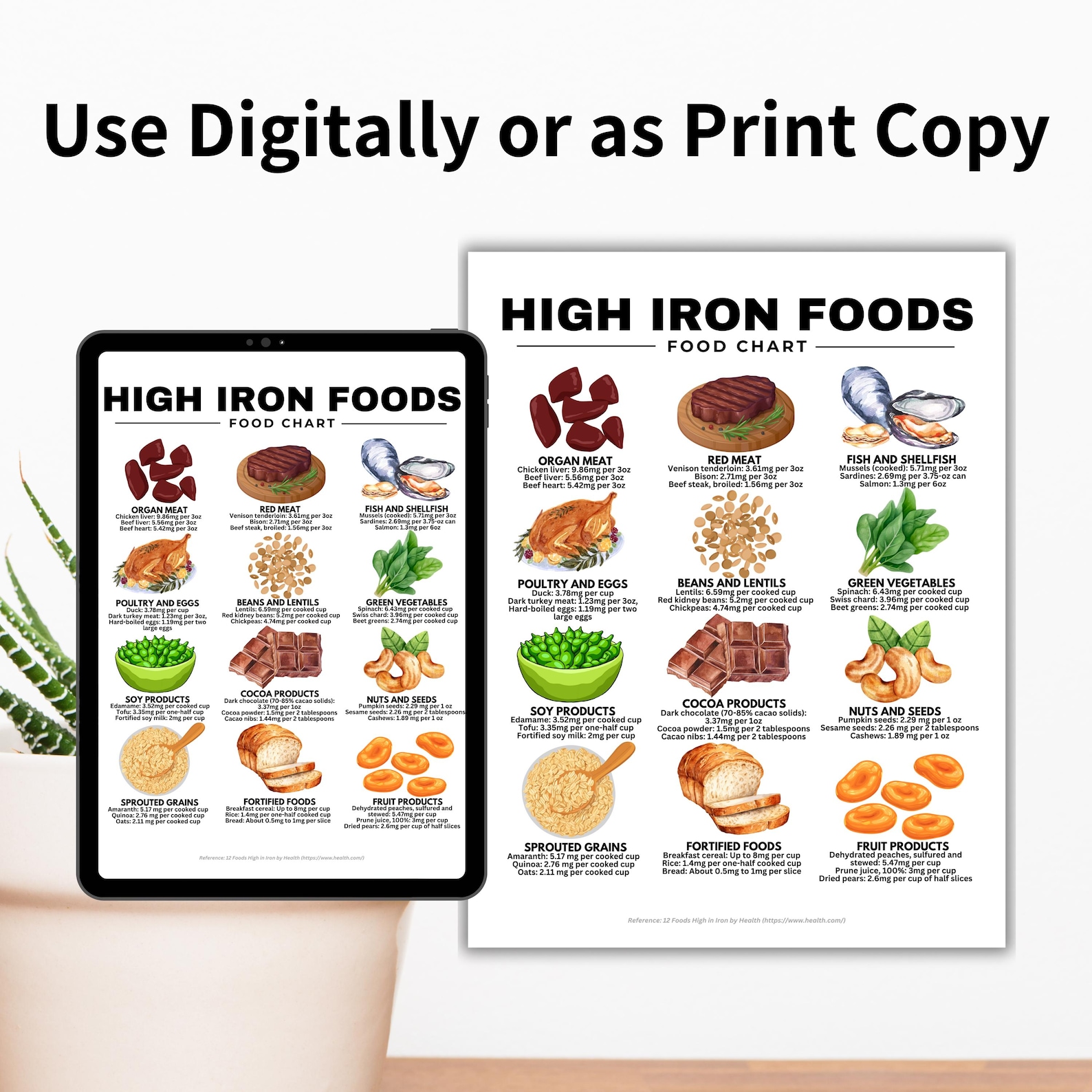 Iron Rich Food List, 36 High Iron Foods for Anemia or Iron Deficiency ...