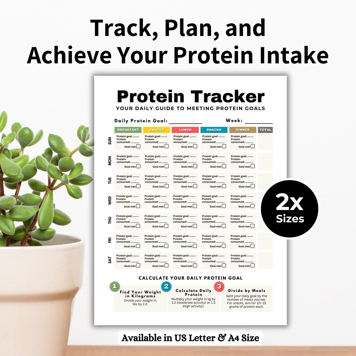 Protein Tracker Printable, Weekly Protein Tracker for Low Protein Diet ...