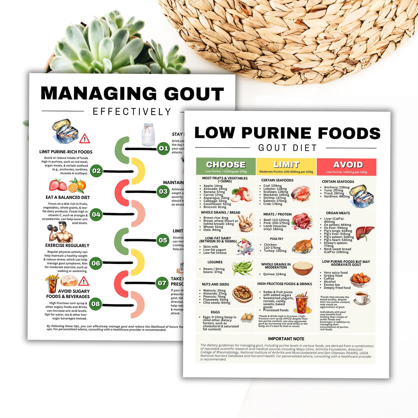 Gout Food Chart, Gout Food List, Gout Diet Plan, Low Purine Foods for ...