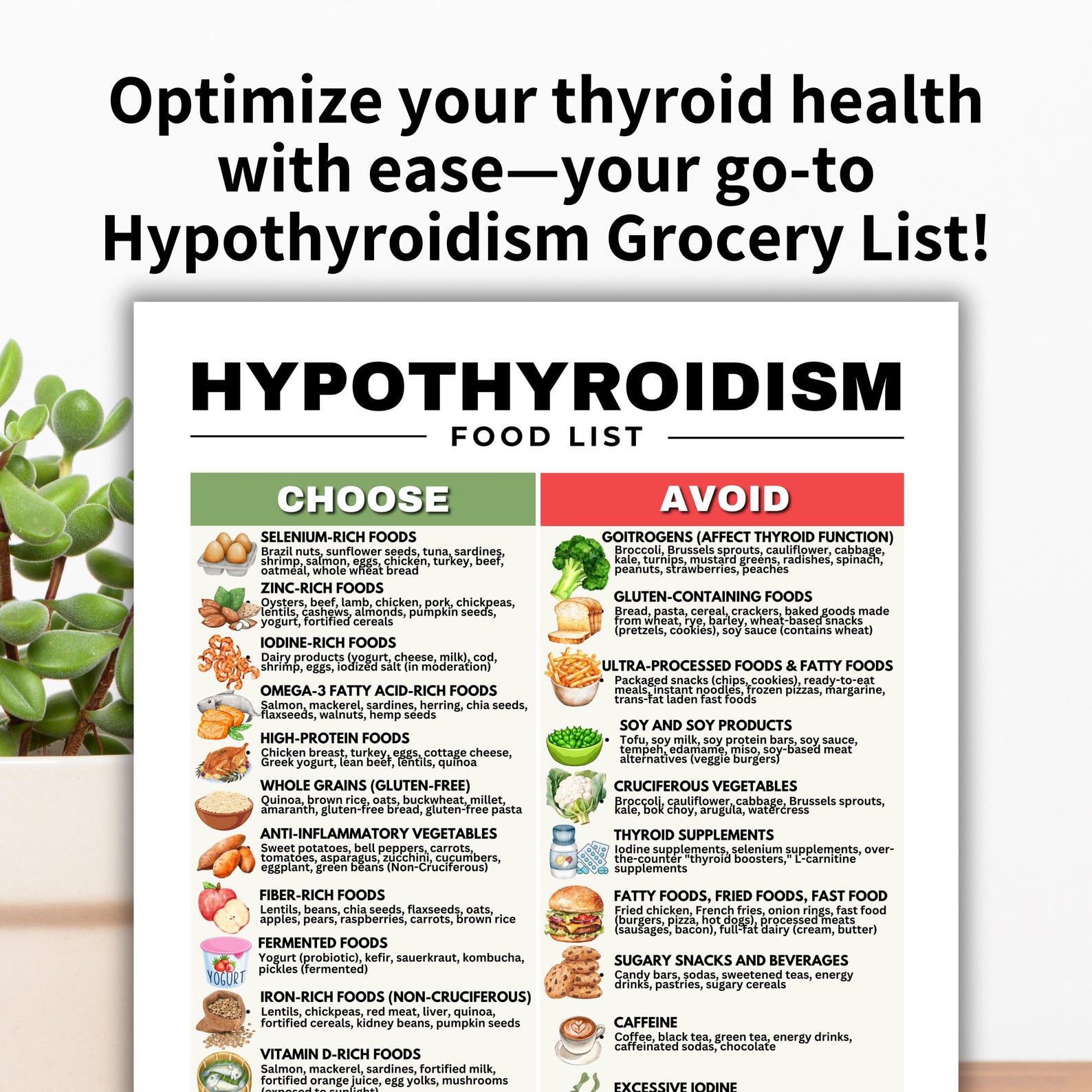 Hypothyroidism Grocery List for Hypothyroidism Diet Meal Plan, Weight ...