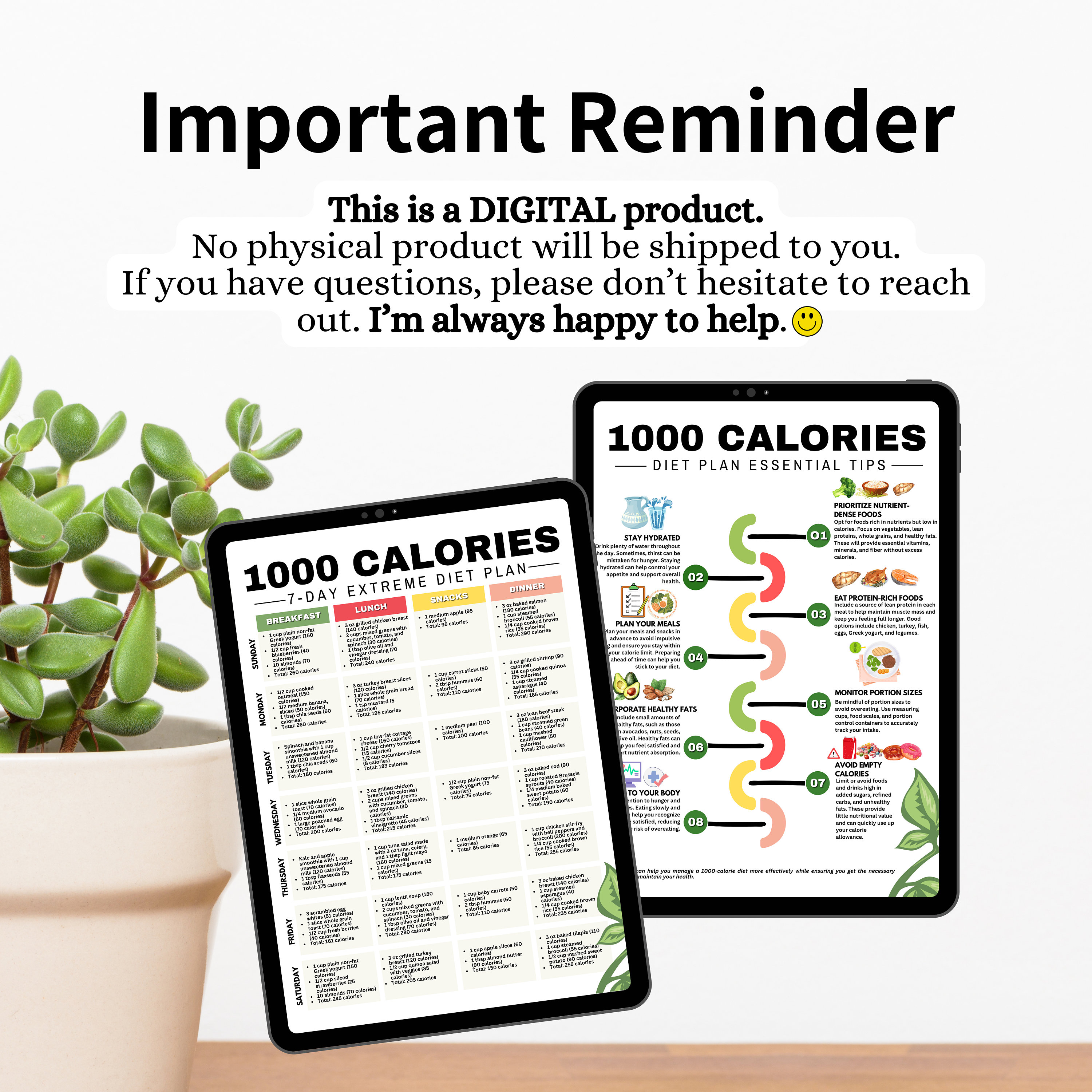 1000 Calories Extreme Diet Plan, Dietitian Low Calorie Diet Planner for ...