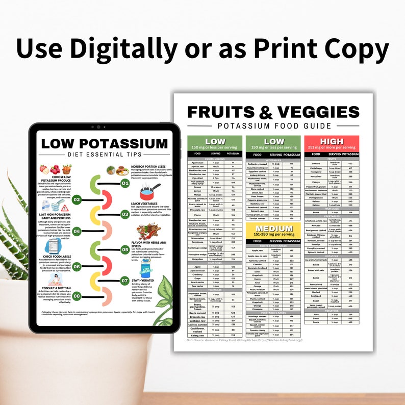 Low Potassium Diet Food Chart for Stage 4 Kidney Disease Renal Diet ...