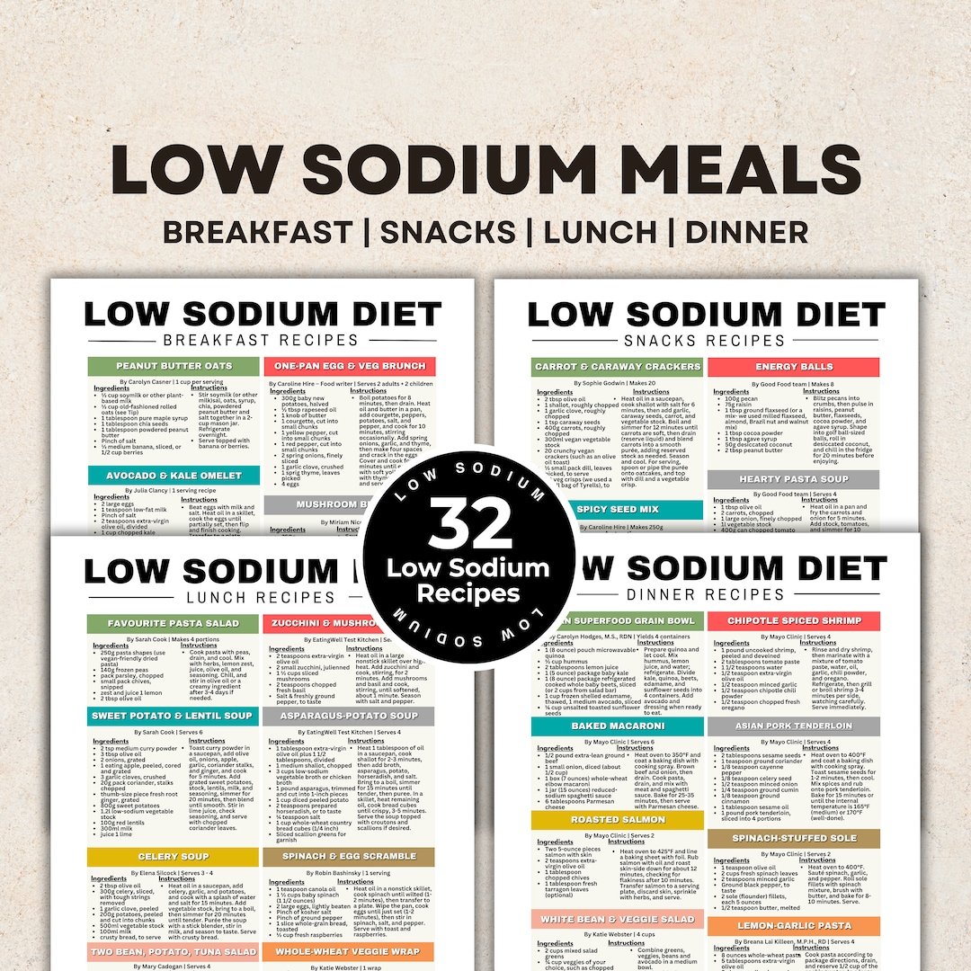 Low Sodium Diet Meal Recipes for Kidney Disease, Hypertension, High ...